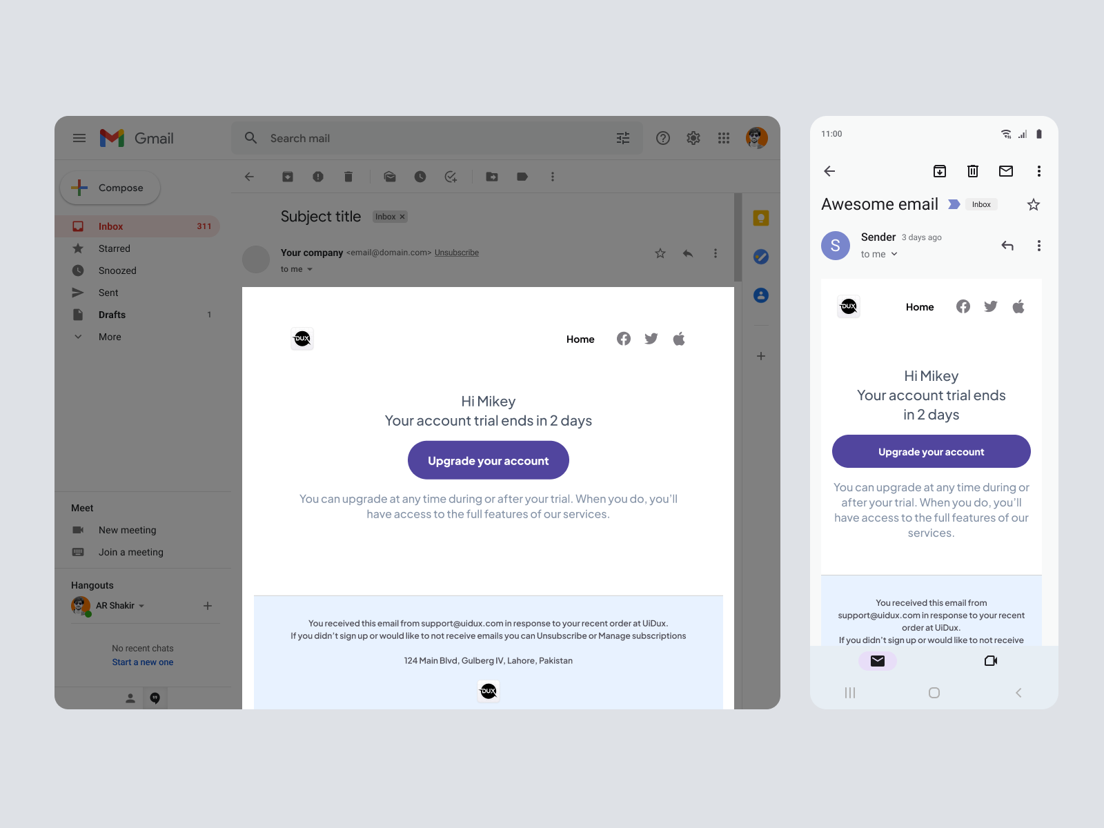 Email Design Templates - Trail Ending Soon Email Template... | UI Dux