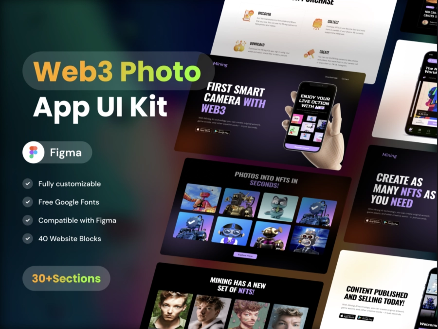 Web3 Photo App UI Kit | Figma & Adobe XD Resources | UI Dux